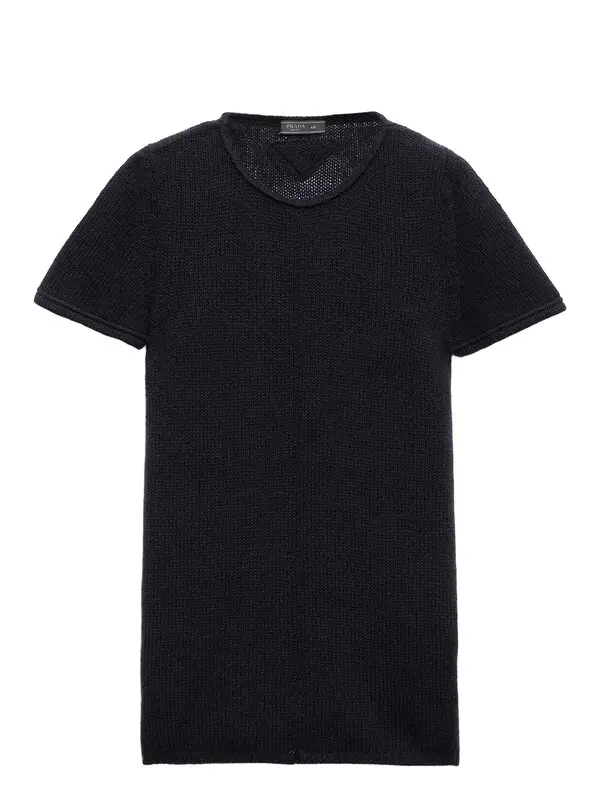 Prada Short-sleeved Cashmere Sweater - Navy