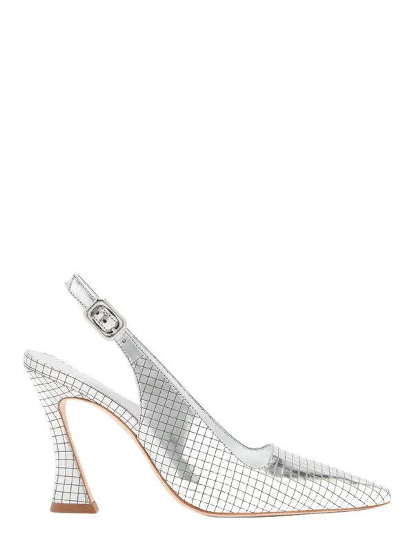 REFORMATION Nour Heeled Slingback Metallic Disco - Silver