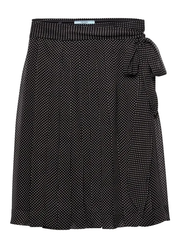 Prada Pleated Chiffon Skirt - Nero