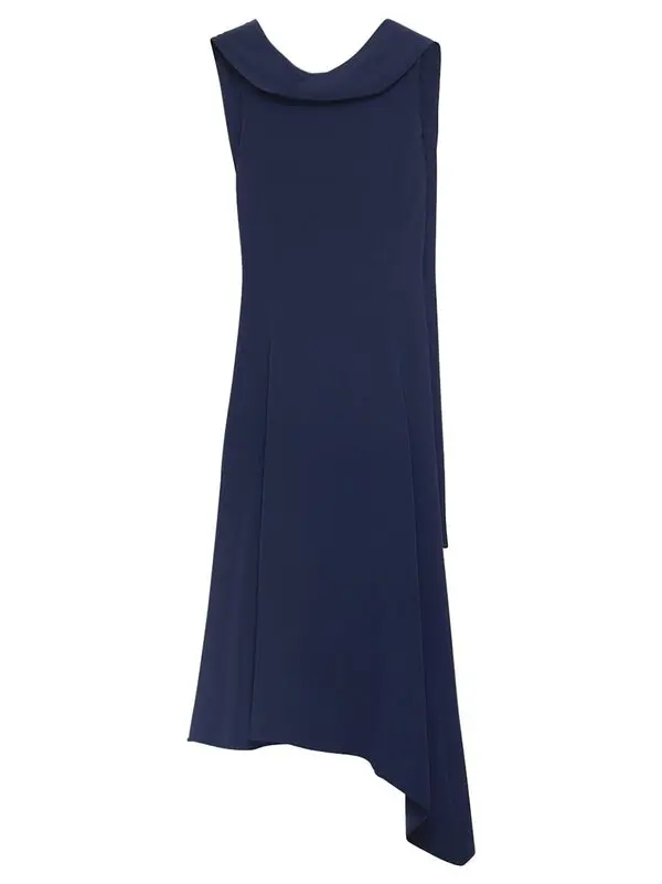 Prada Neck-scarf Backless Cady Crepe Midi Dress - Bleu