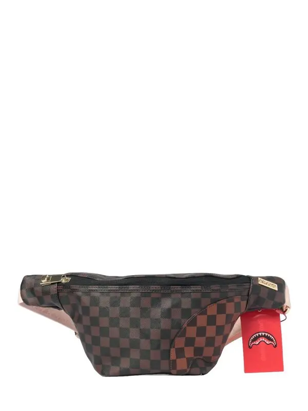 SPRAYGROUND Chequered Belt Bag In Coated Cotton With Adjustable Strap - Brown