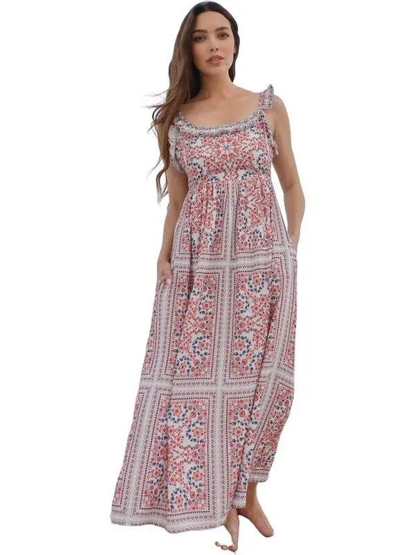 Saylor Bethanne Printed Maxi Dress - Natural