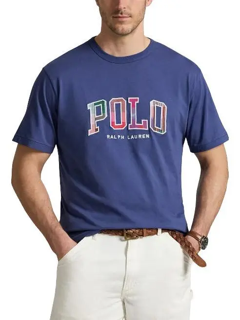Polo Ralph Lauren Big & Tall India Plaid-logo Jersey T-shirt - Light Navy