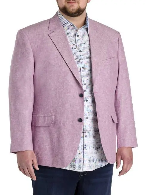 OAK HILL BY DXL Big & Tall Jacket Relaxer Linen-blend Sport Coat - Purple