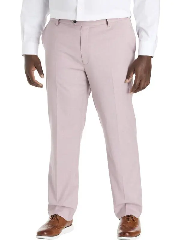 OAK HILL BY DXL Textured Waist-relaxer Dress Pants - Dusty Rose