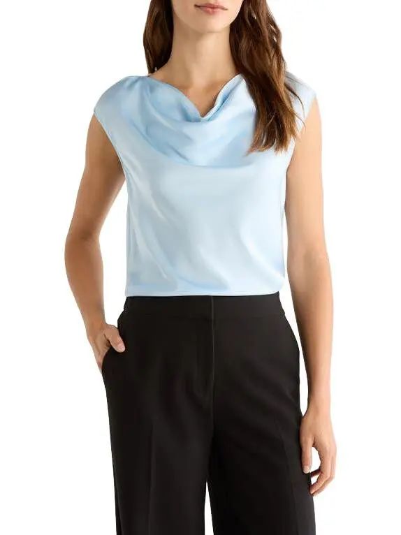 Halogen Cowl Neck Sleeveless Top - Ocean Air