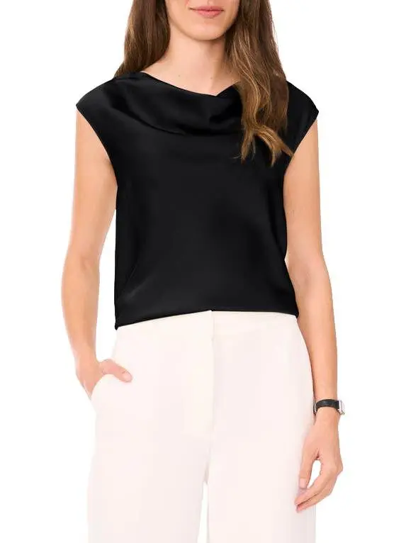 Halogen Cowl Neck Sleeveless Top - Rich Black 060