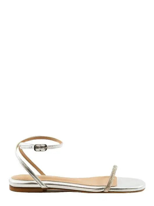 ANDREA GOMEZ Brook Flat Sandal - Metallic Silver