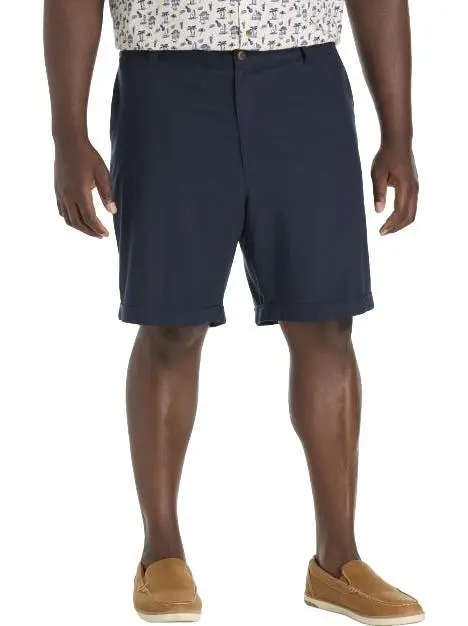 OAK HILL BY DXL Big & Tall Linen-blend Tech Shorts - Coastal Navy