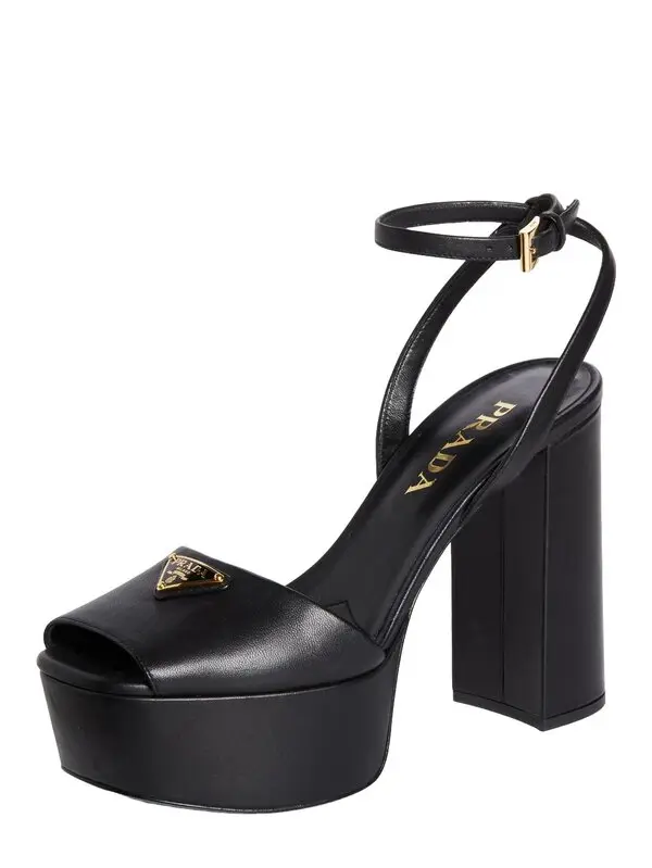 Prada Logo Platform Sandal - Nero