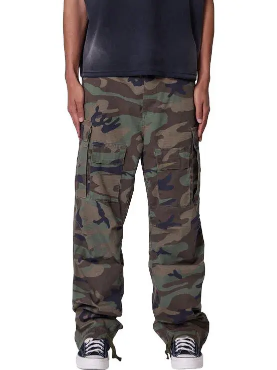 Mnml Print Ultra Baggy Ripstop Cargo Pants - Camo