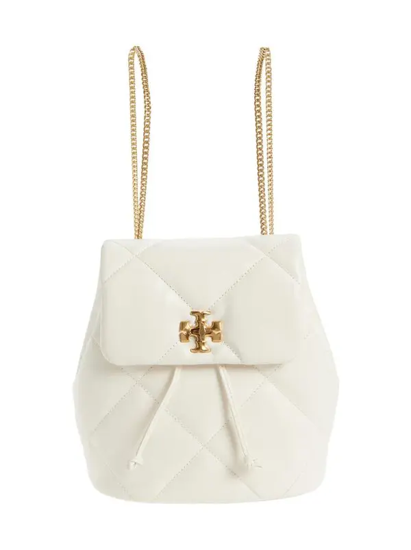 Tory Burch Small Kira Diamond Quilted Leather Backpack - Warm White