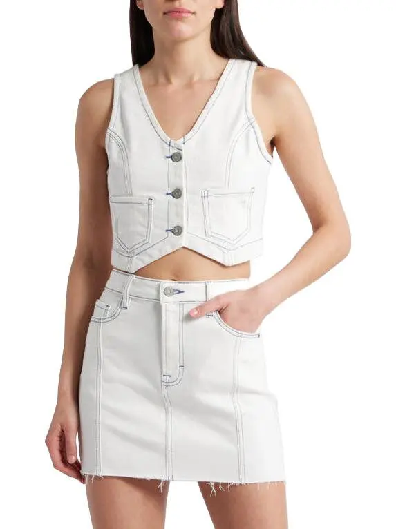 HIDDEN JEANS Crop Denim Vest - Pearl