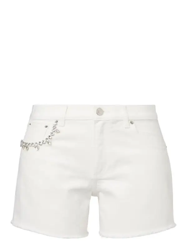 AREA Crystal-embellished Denim Shorts - White