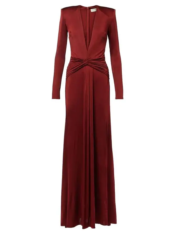 THE NEW ARRIVALS ILKYAZ OZEL Jersey Gown - Burgundy