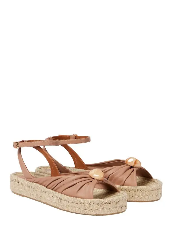 Zimmermann Gleam Leather Espadrille Sandals - Beige