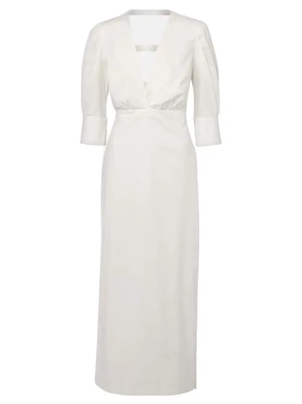 ADRIANA DEGREAS Puff-sleeve Cotton Maxi Dress - White