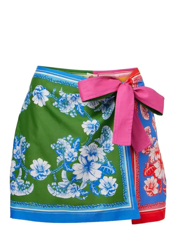 Farm Rio Floral Cotton Wrap Skirt - Multicoloured