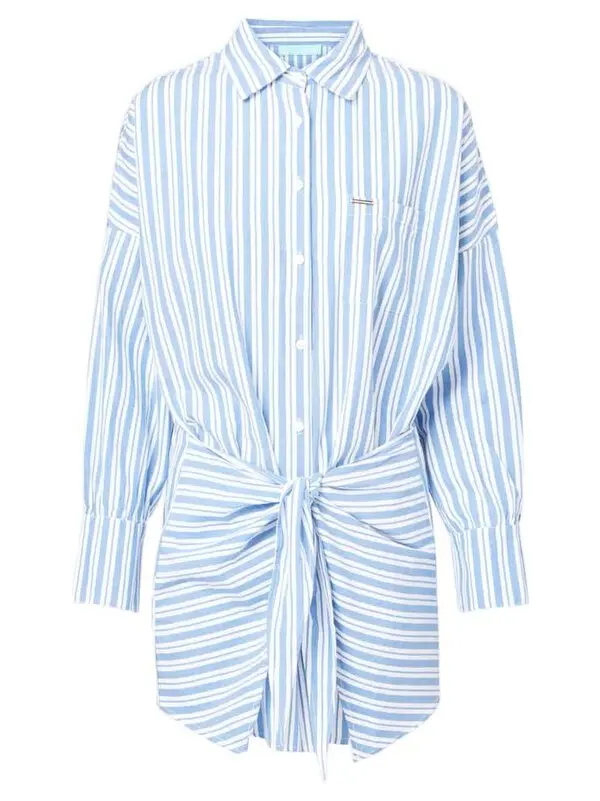 Melissa Odabash Sara Striped Shirt Dress - Blue