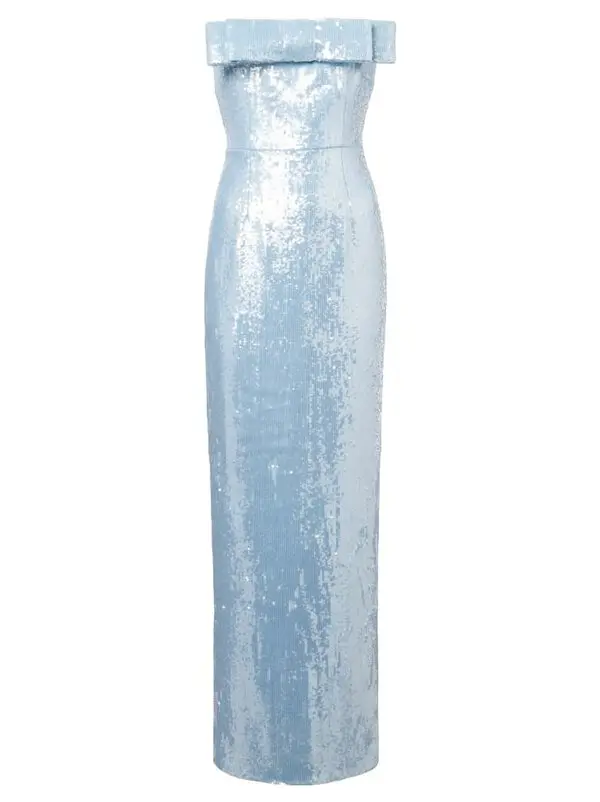 THE NEW ARRIVALS ILKYAZ OZEL Sisu Bow-detail Sequined Dress - Blue