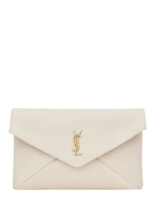Saint Laurent Cassandre Large Envelope Pouch - White