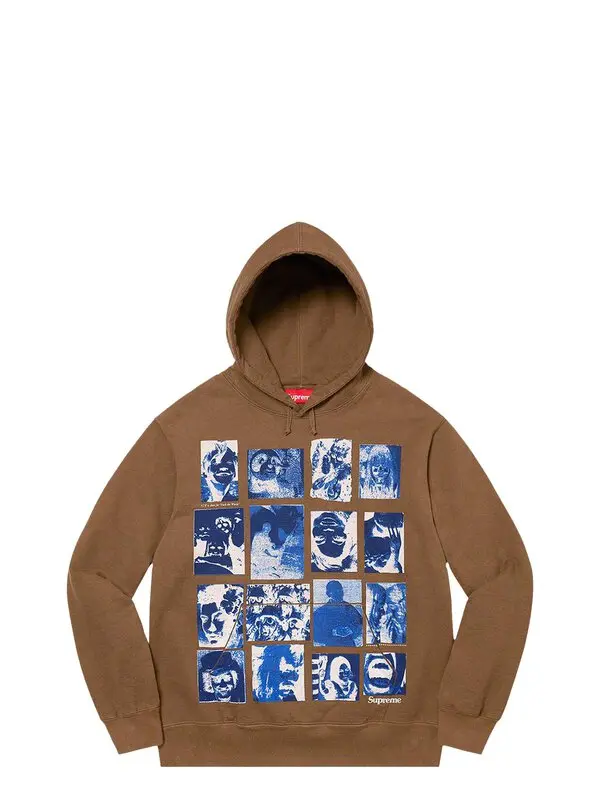 Supreme Collage Grid Hooded Sweatshirt - Brown