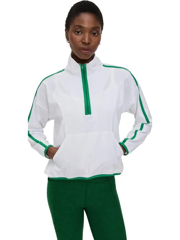 Beyond Yoga Half Zip Pullover - True White/home Court Green