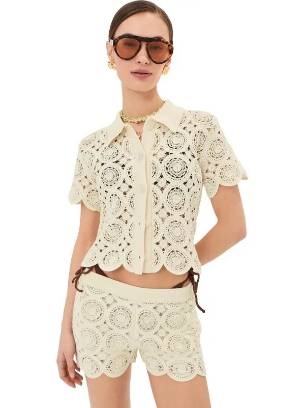 LE BOP Crochet Polo - Antique White