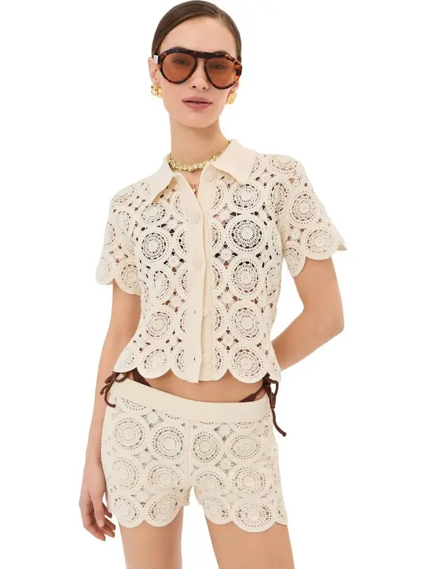 LE BOP Crochet Polo - Antique White