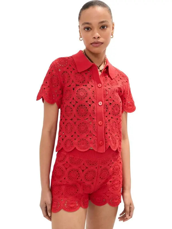 LE BOP Crochet Polo - Flame