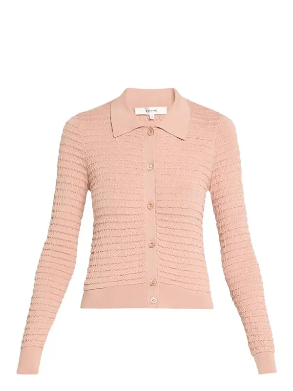 FRAME Smocked Silk-cotton Cardigan - Light Pink