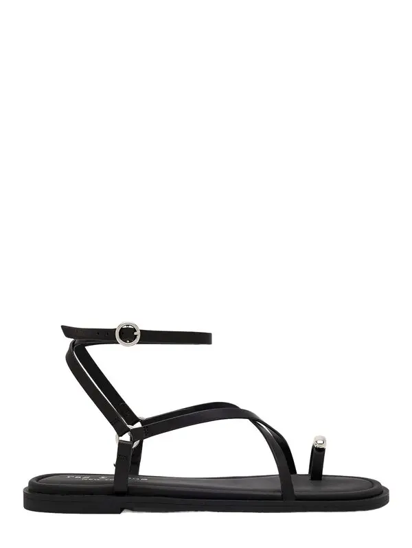 Rag & Bone Leather Geo Strappy Toe-ring Sandals - Black