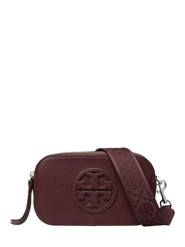 Tory Burch Miller Mini Zip Leather Crossbody Bag - Dark Carmine