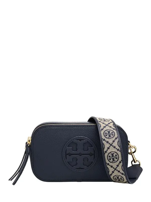 Tory Burch Miller Mini Zip Leather Camera Crossbody Bag - Tory Navy