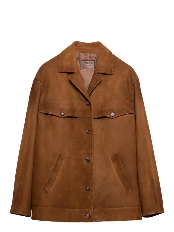 Prada Lambskin Suede Jacket - Brown