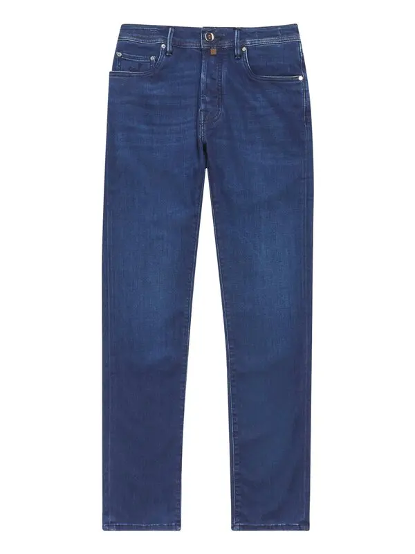 Jacob Cohen Limited Edition Crocodile Skin-patch Bard Slim Jeans - Navy
