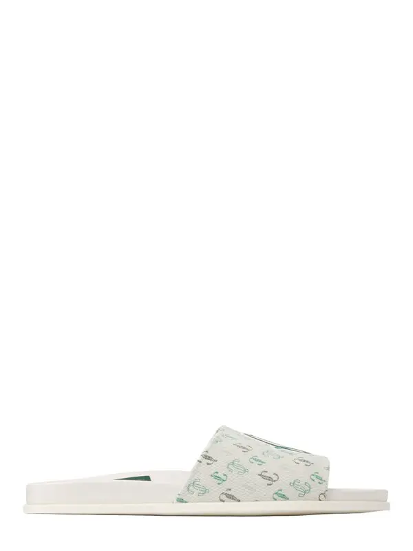 JIMMY CHOO Malbon 2.0 M Monogram Embroidered Jacquard Slides - Latte/malbon Green