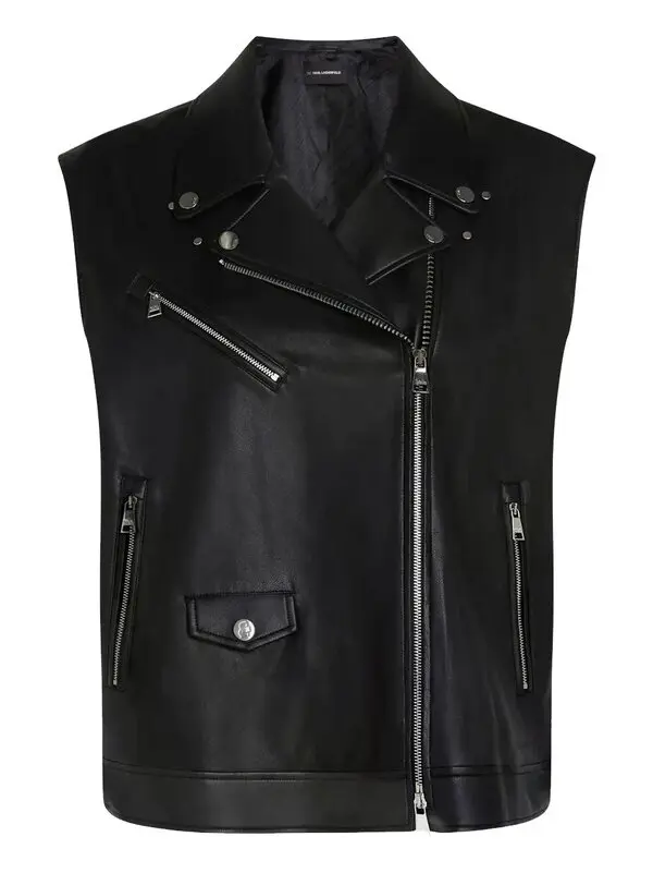 Karl Lagerfeld Faux-leather Gilet - Black