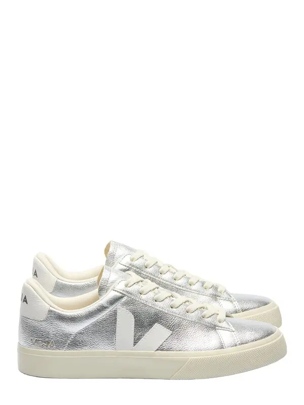 VEJA Campo Chromefree Leather Sneakers - Silver_white