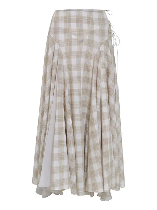 KALLMEYER Alyse Gusset Plaid Skirt - Beige Plaid Combo