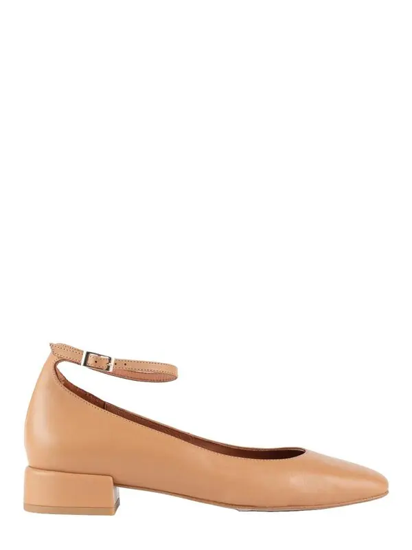 ANGEL ALARCON Eleonore Heeled Ballerinas With Ankle Strap - Beige