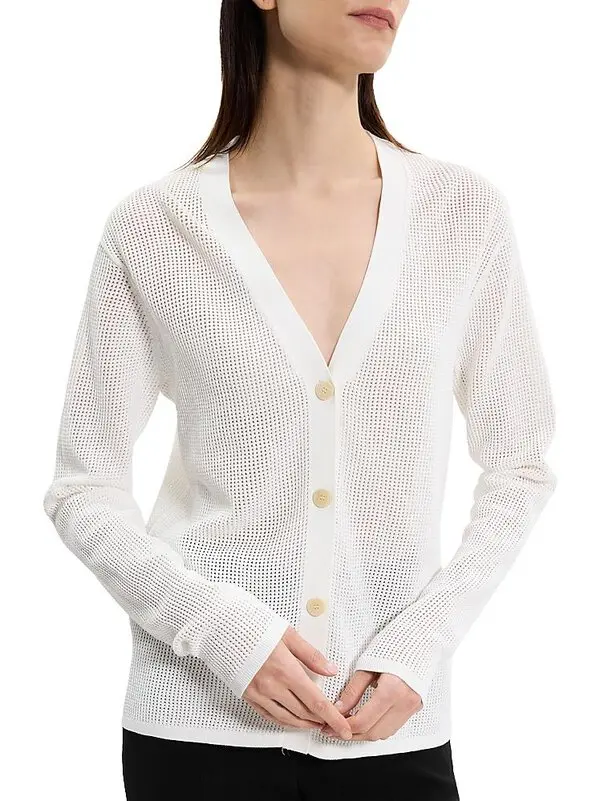 Theory V-neck Cardigan Sweater - White