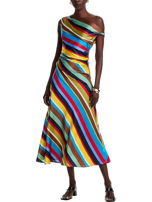 Staud Phare Silk Dress - Market Stripe