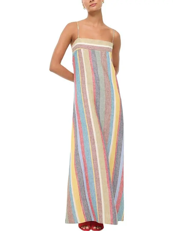 Staud Laura Linen Maxi Dress - Market Stripe
