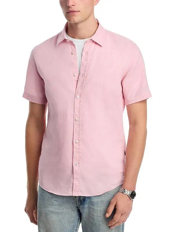 BOSS Stretch Linen Roan Slim Fit Shirt - Light Pastel Pink