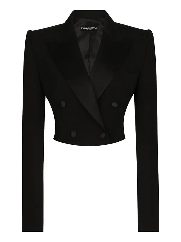 Dolce & Gabbana Short Double-breasted Wool Gabardine Tuxedo Jacket - Black