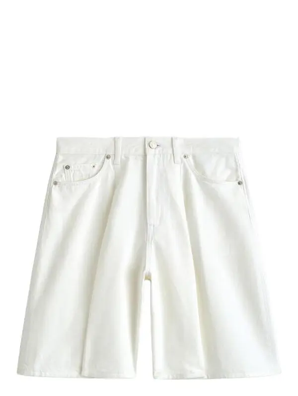 Cos Wide-leg Denim Shorts With Pleated Detailing - White