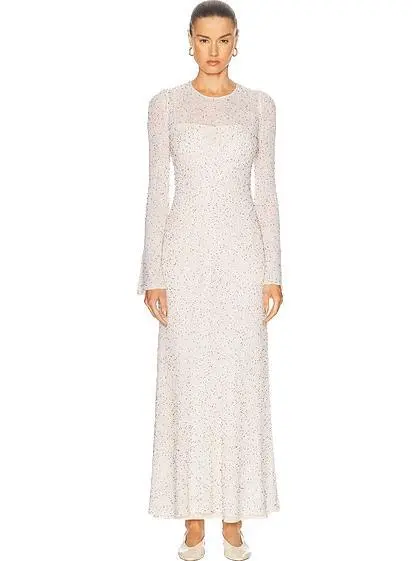 Gabriela Hearst Chandra Beaded Knit Maxi Dress - Ivory Multi