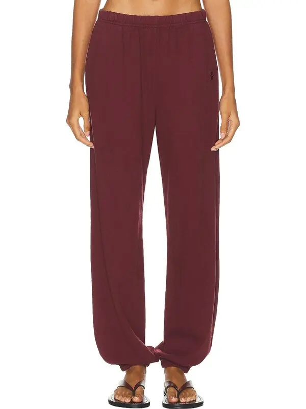 Eterne Boyfriend Lightweight French Terry Pocket Sweatpant - Oxblood