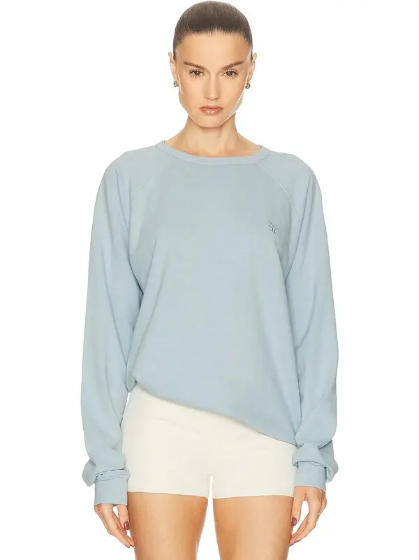 Eterne Oversized Lightweight French Terry Raglan Sweatshirt - Dusty Blue
